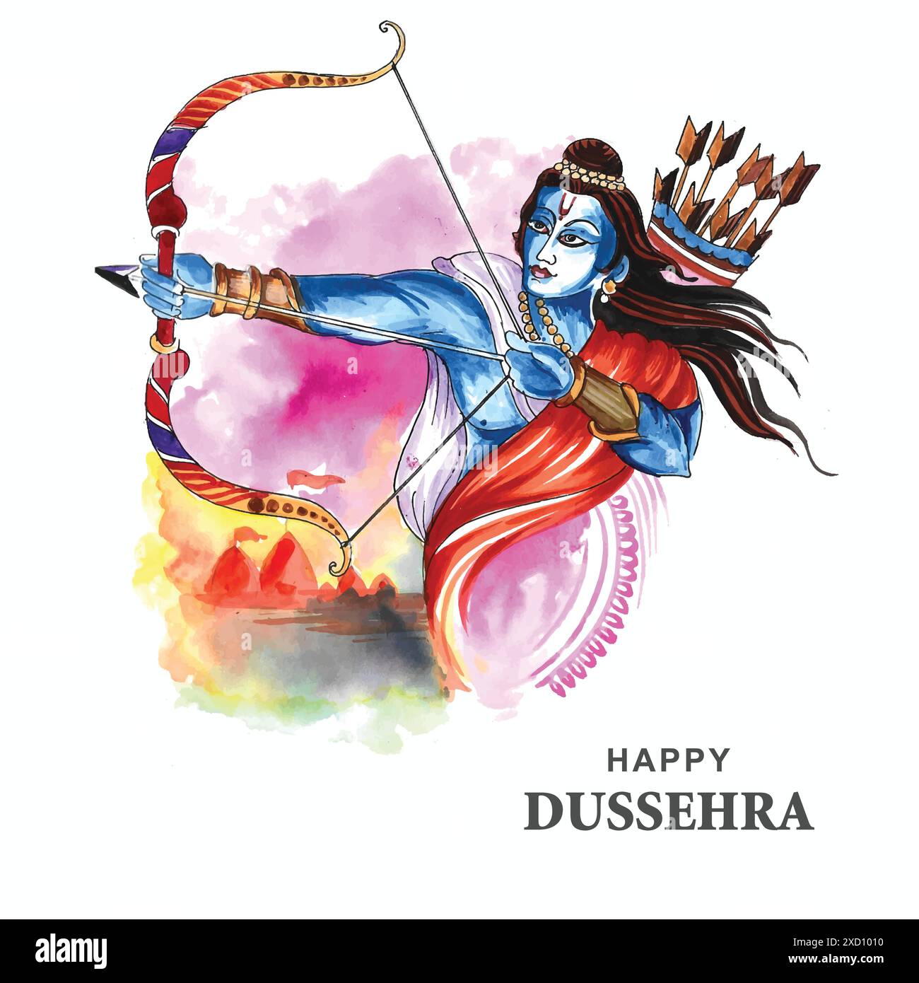 Lord rama with arrow killing ravana in navratri festival card ...