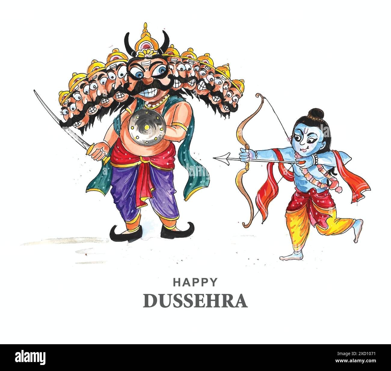 Lord rama with arrow killing ravana in navratri festival card ...