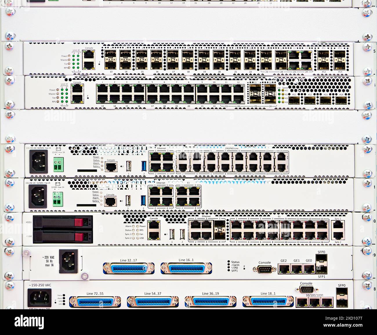 Network switches and digital automatic telephone exchanges Stock Photo ...
