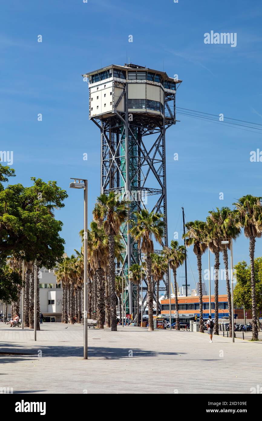 Barcelona Cable car tower, Barcelona, Spain Stock Photo - Alamy