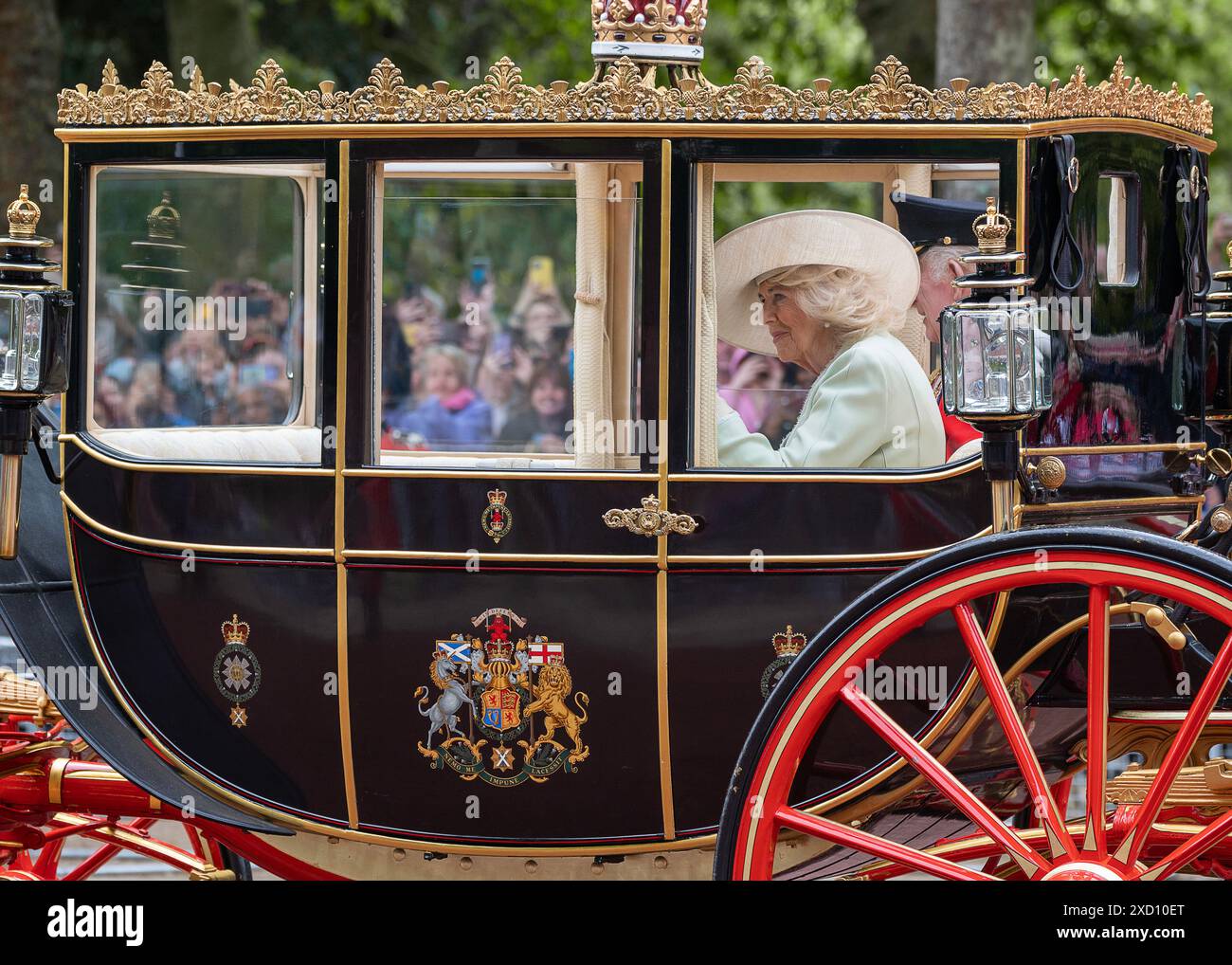 London, UK 15th Jun 2024. The Queen accompanies King Charles in a ...