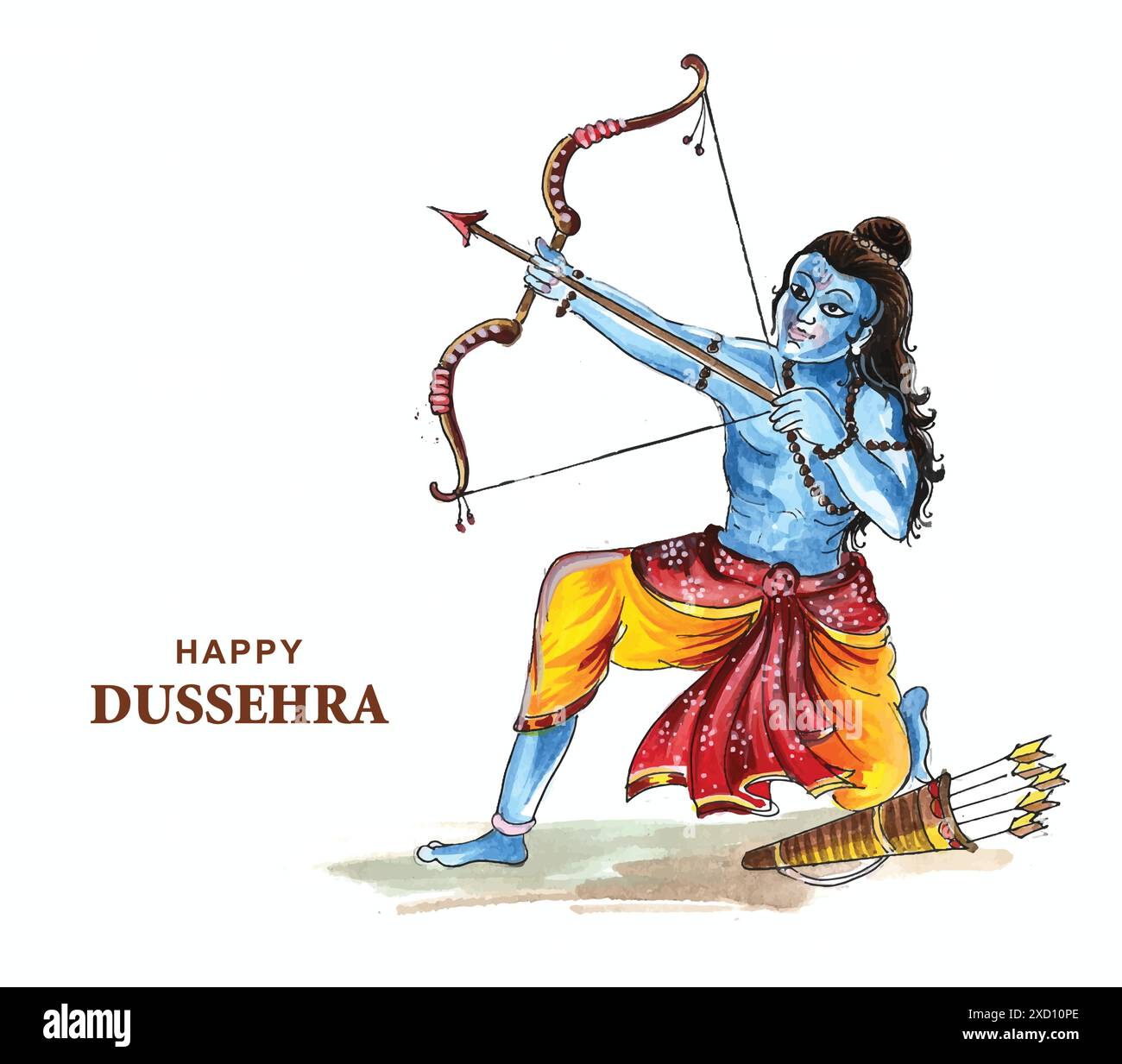 Lord rama with arrow killing ravana in navratri festival card ...