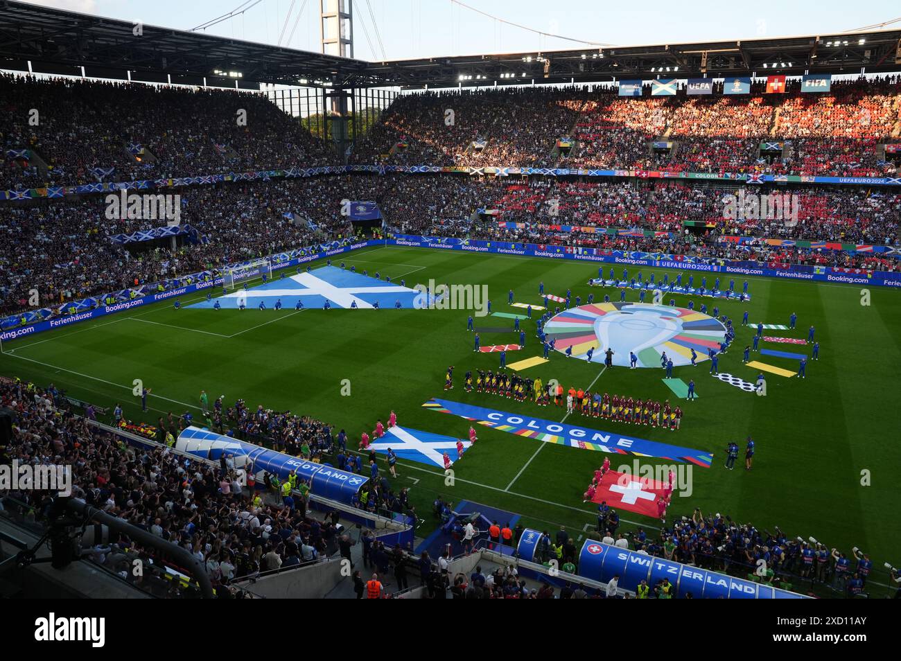 Scotland and Switzerland players line up before the UEFA Euro 2024 ...