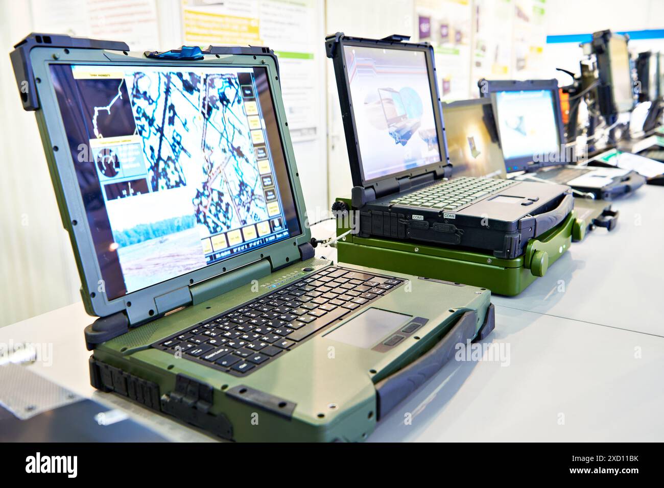 Protected military industrial computers and laptops on exhibition Stock ...
