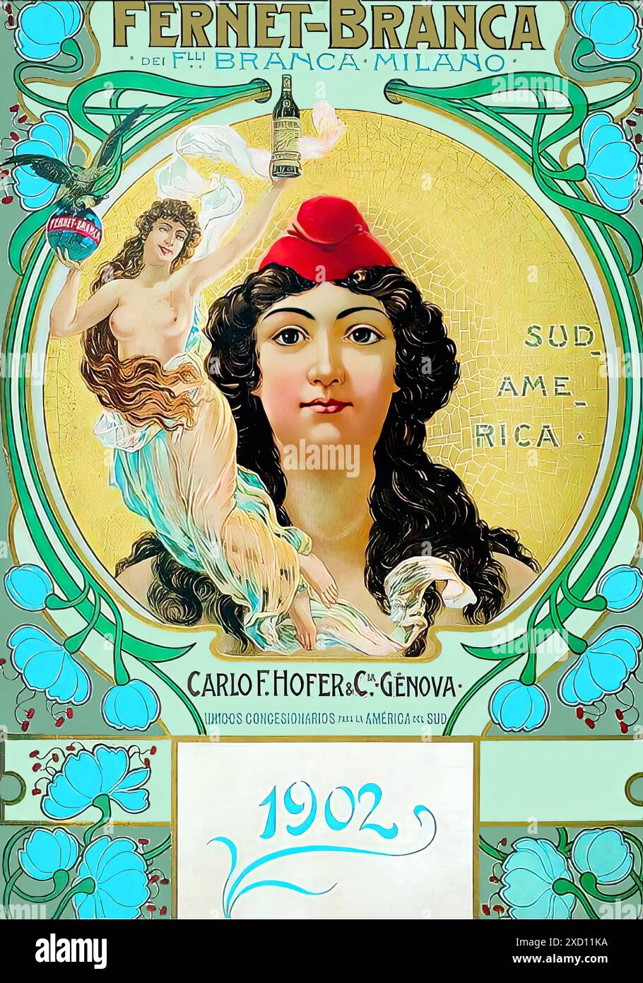 Fernet Branca, 1902 - Vintage Advertising Print Poster Stock Photo - Alamy