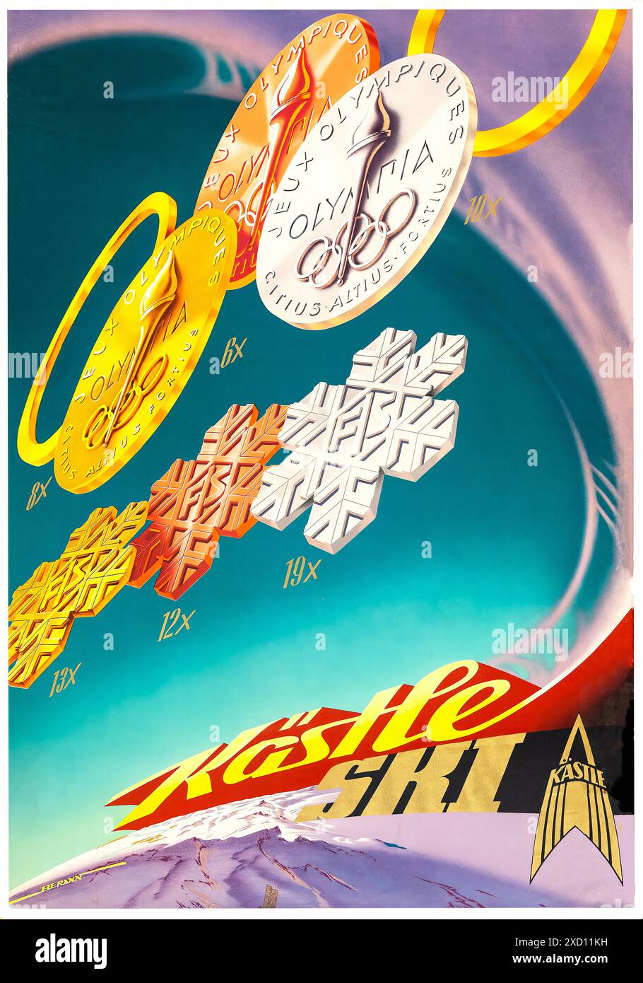 Kästle Ski, Olympic Medal Poster, 1956. - Vintage Advertising Print ...