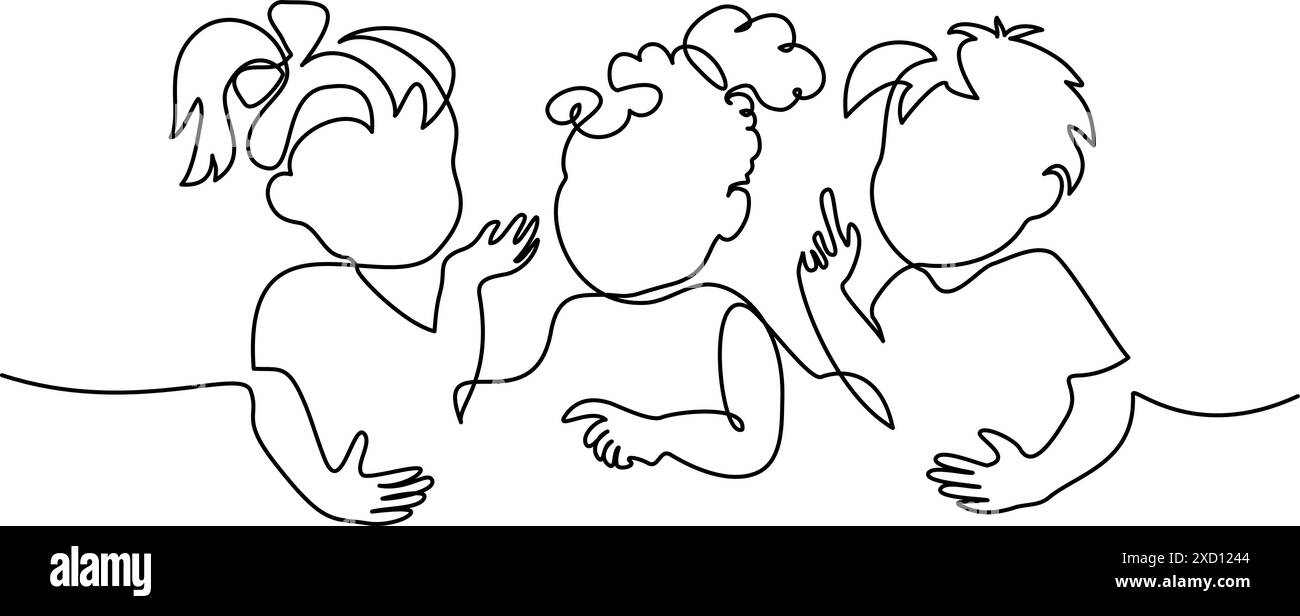 Three kids talking and discussing about their childrens problems Stock ...