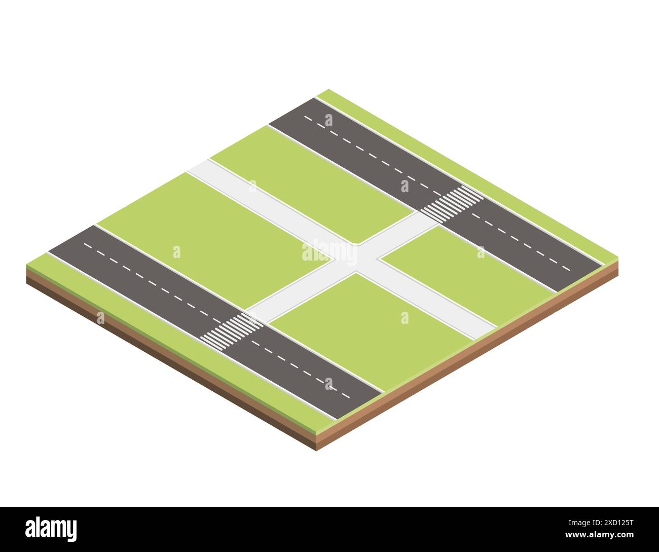 Isometric road plan with pedestrian crossing and sidewalk. Vector ...