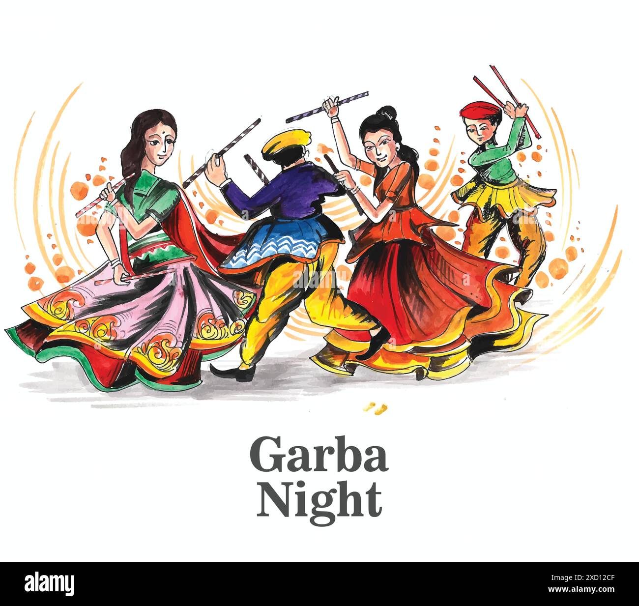 Beautiful celebrate navratri festival with dancing garba men & woman ...