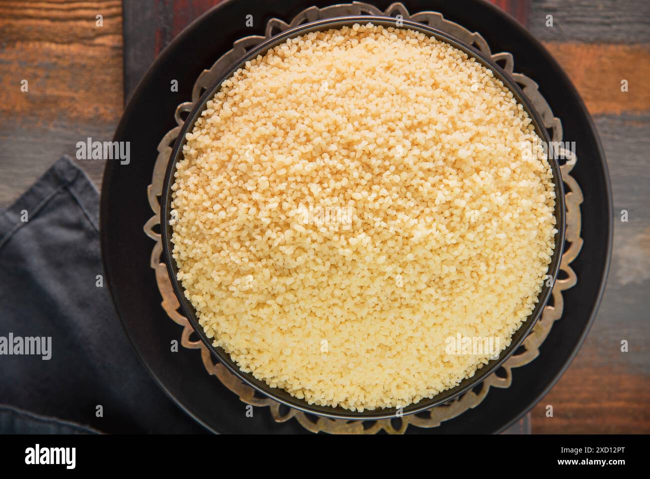 Arabic Cuisine; Top view for plain couscous dish Stock Photo - Alamy