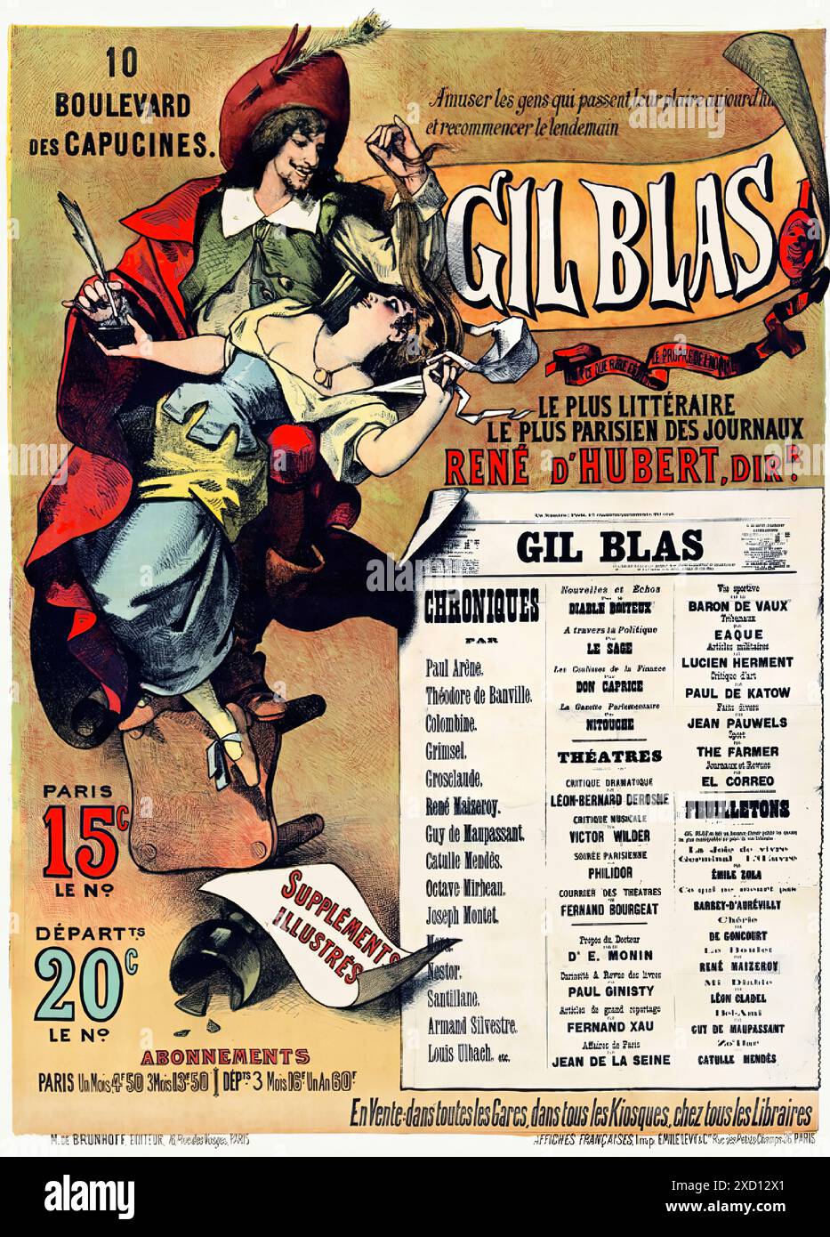 Gil Blas, c. 1892 - Vintage Advertising Print Poster Stock Photo - Alamy