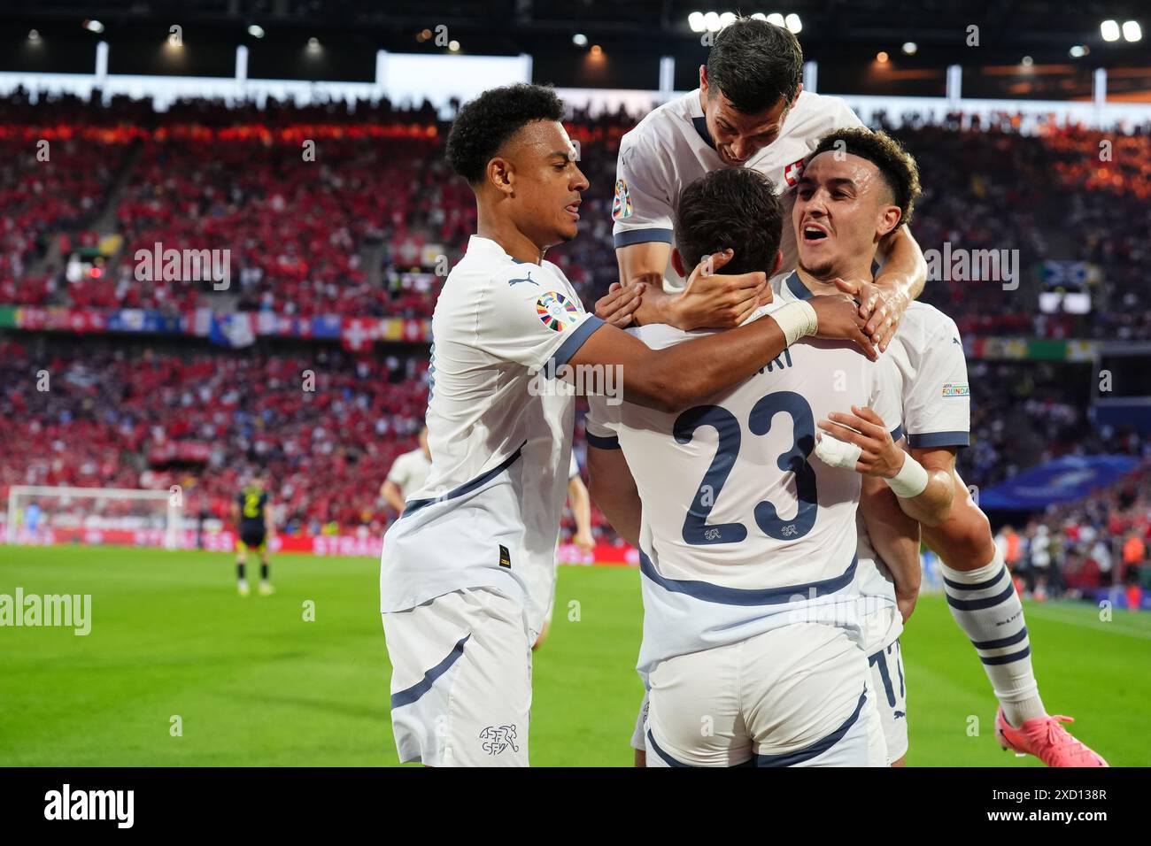 Switzerland's Xherdan Shaqiri celebrates with team-mates after scoring ...