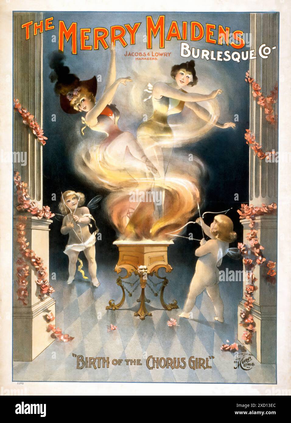 The Merry Maidens Burlesque Co., 1897. - Vintage Print Poster Stock ...