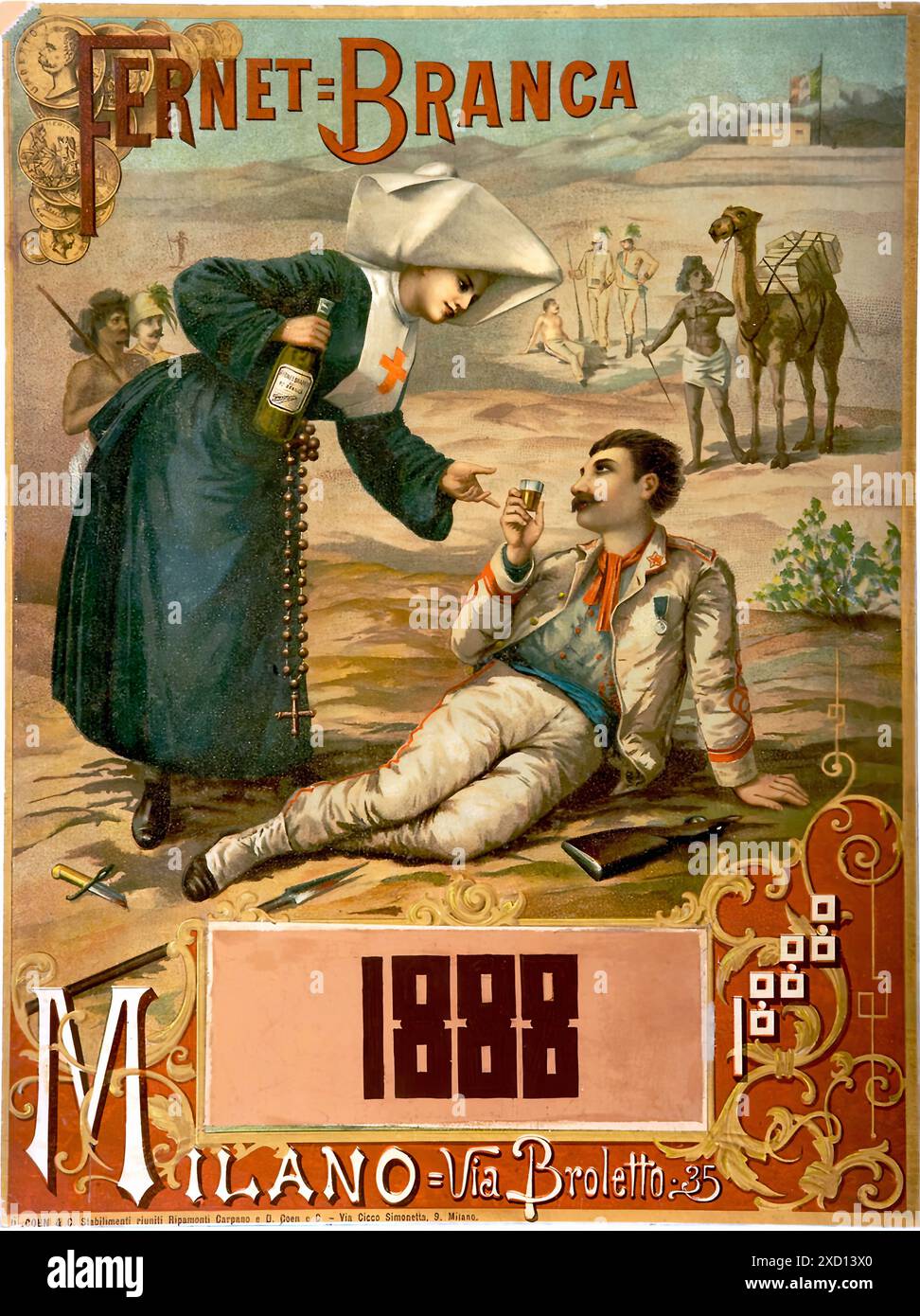 Fernet Branca Milano 1888. - Vintage Advertising Print Poster Stock ...