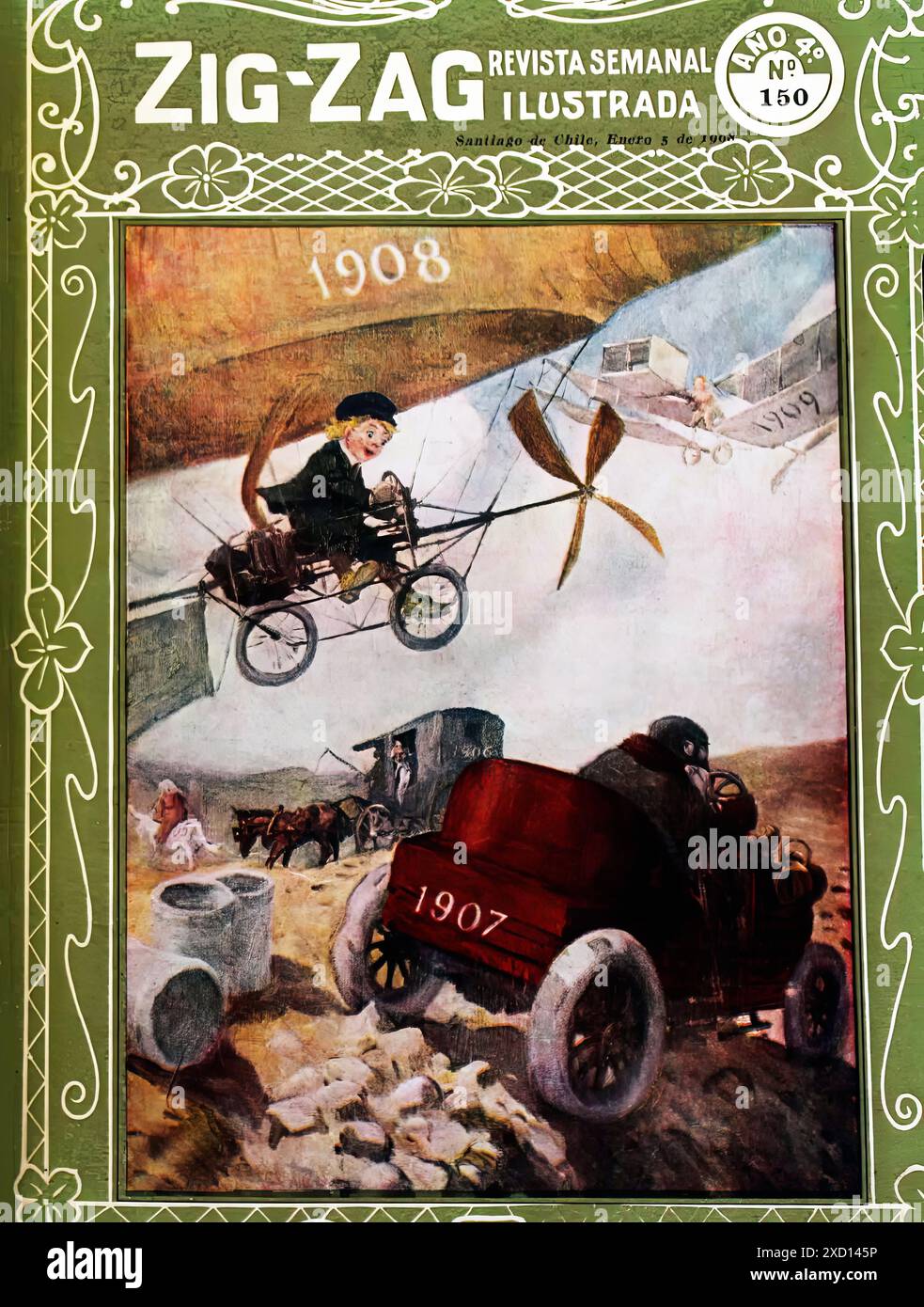Zig-Zag, Jan. 5, 1908. - Vintage Print Poster Stock Photo - Alamy
