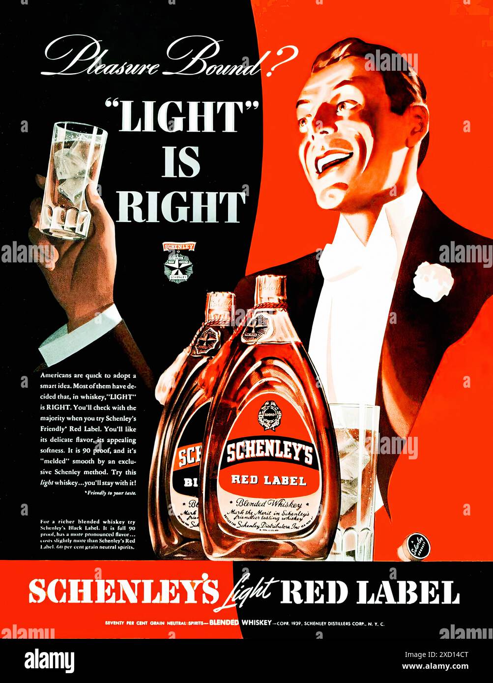 Pleasure Bound Schenley's Light Red Label Whiskey, 1939. - Vintage ...