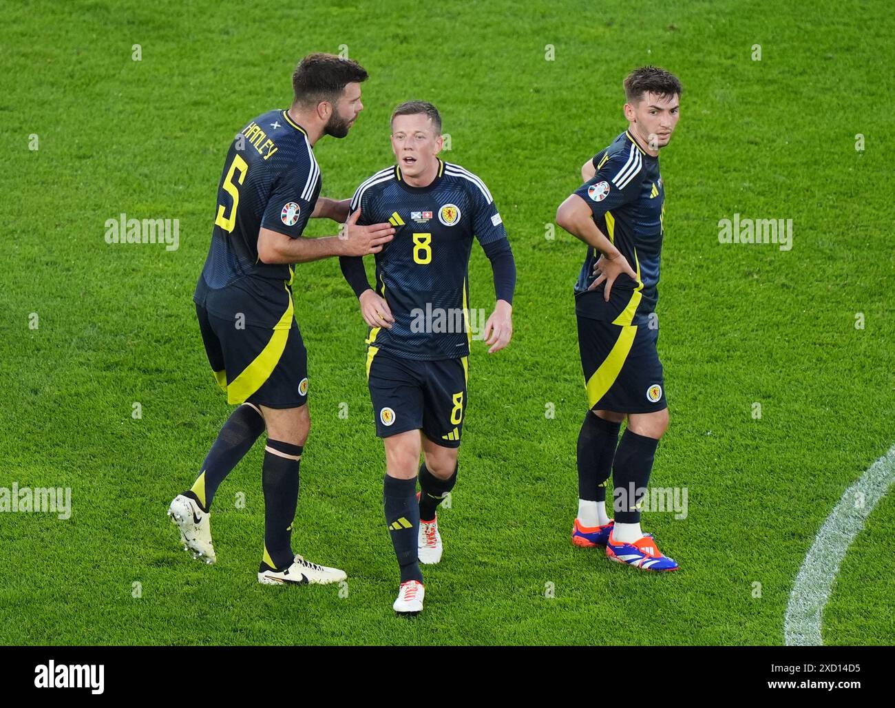 Left to right, Scotland's Grant Hanley, Callum McGregor and Bill ...