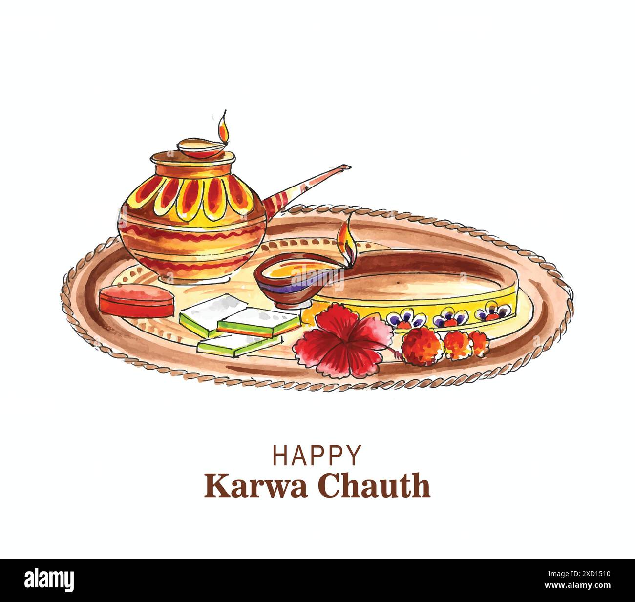 Happy karwa chauth festival greeting card design Stock Vector Image ...