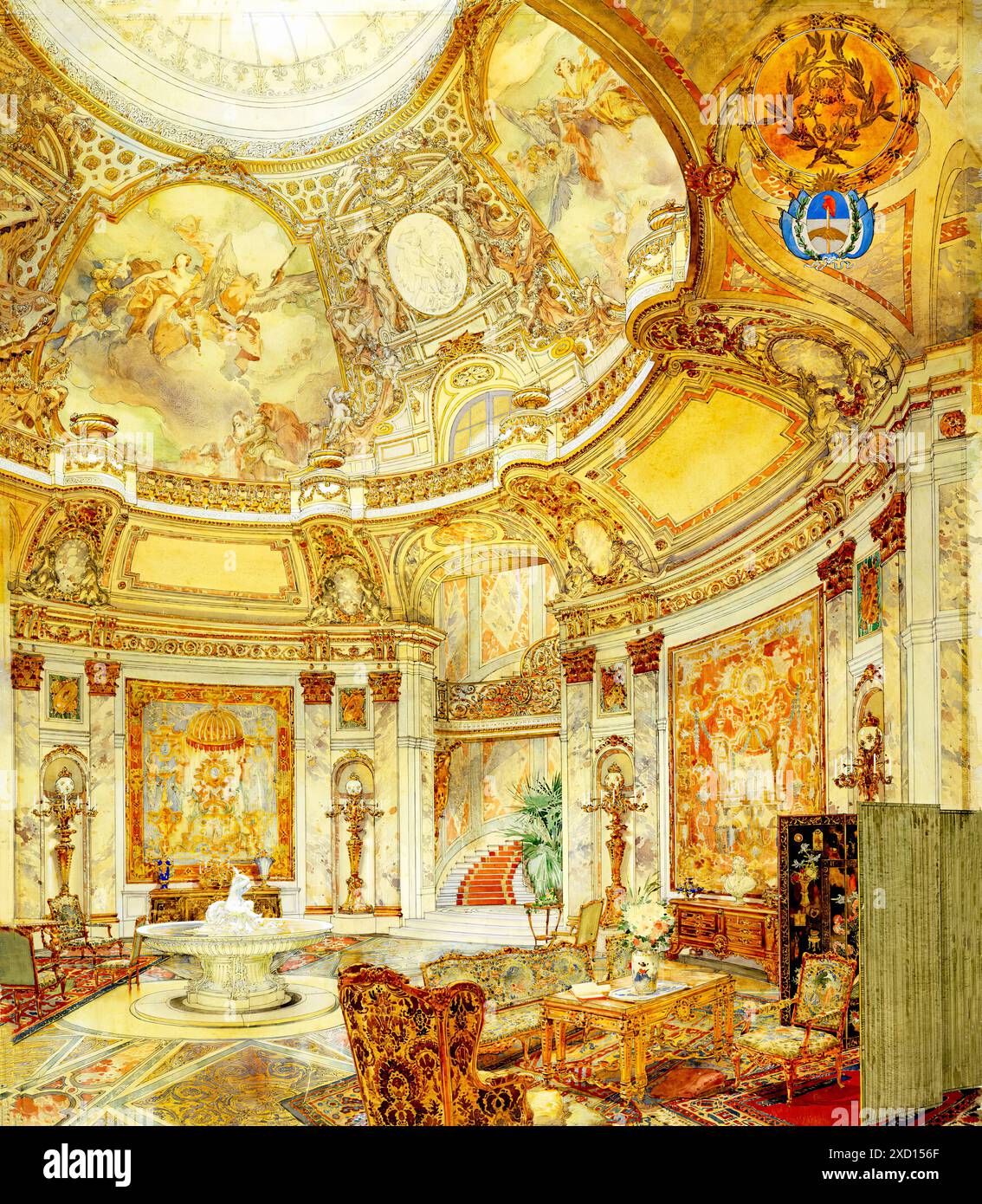 The Grand Gallery of Honor, Palacio Paz, Buenos Aires, Argentina, c ...