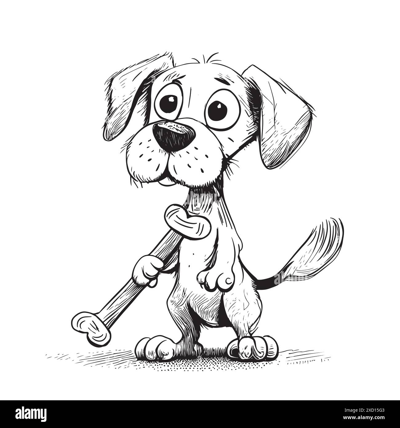 Cartoon dog drawing Black and White Stock Photos & Images - Alamy