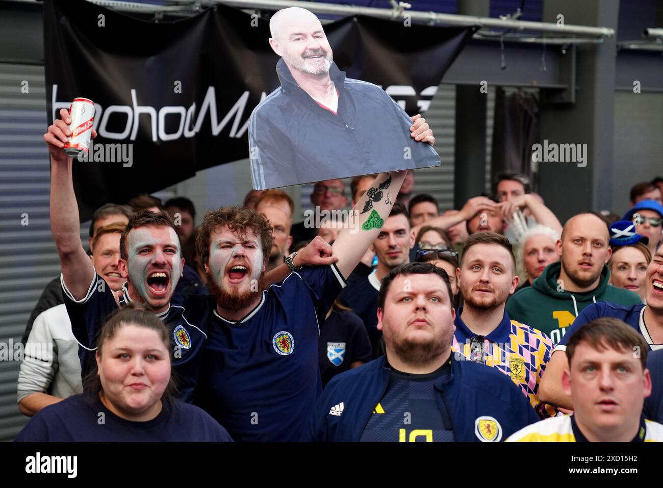Scotland fans at the Euro 2024 FanPark at the BAaD in Glasgow watching ...