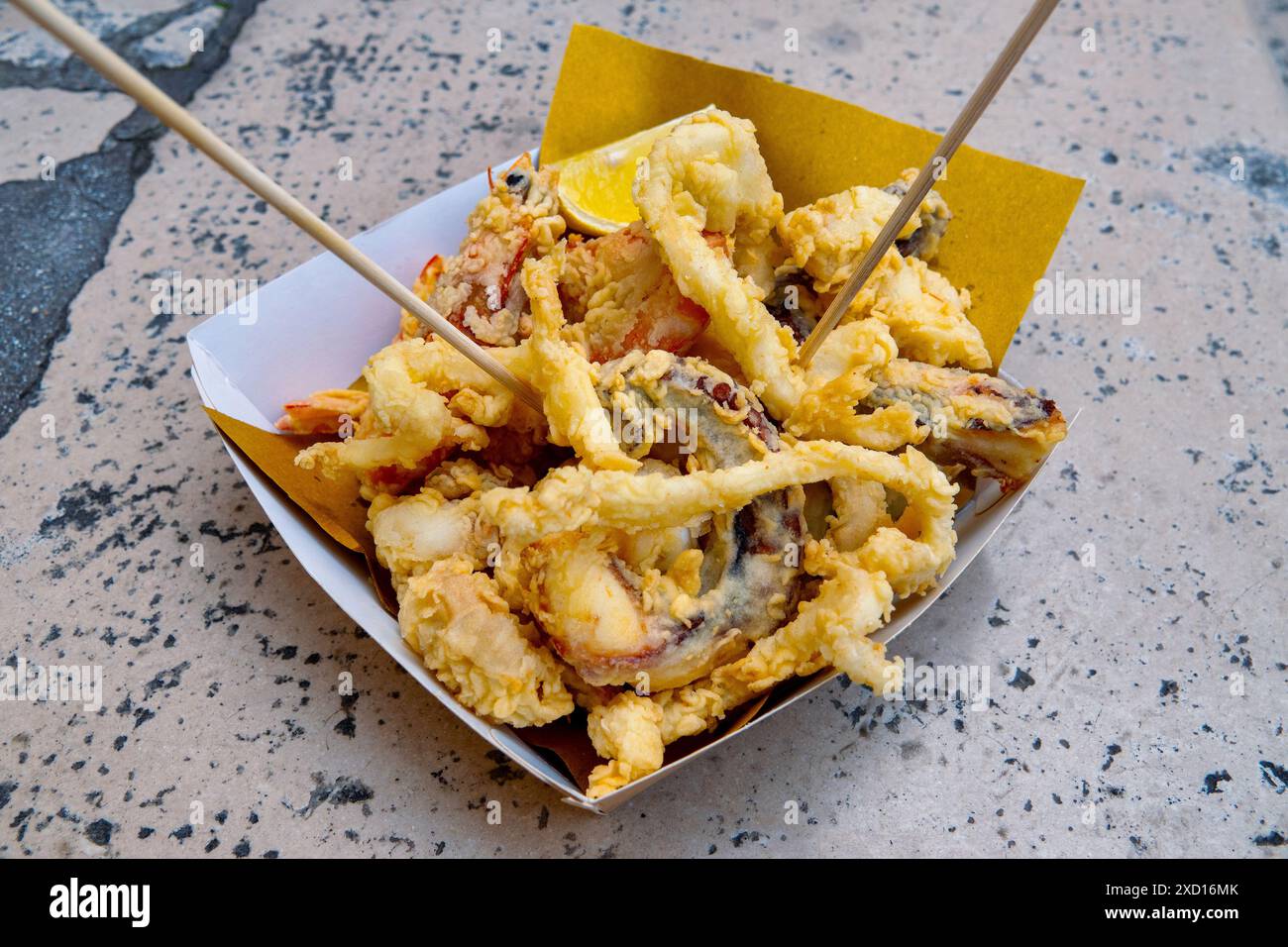 Traditional apulian mixed fried fish with octopus Stock Photo - Alamy
