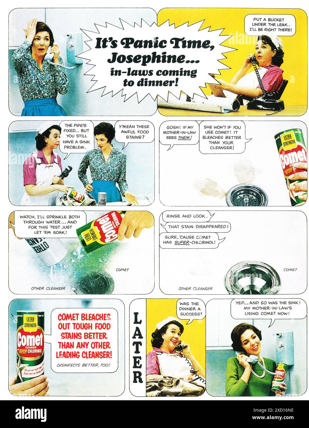 1969 Procter & Gamble's Comet cleanser ad - "It's panic time, Josephine ...