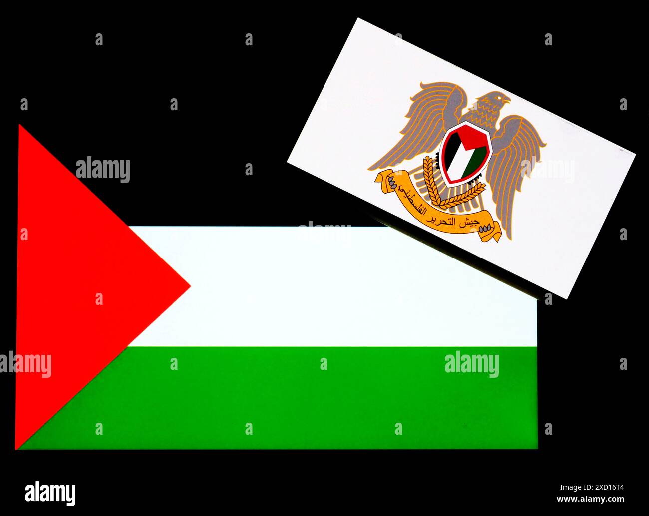 In this photo illustration, the Emblem of the Palestine Liberation Army ...