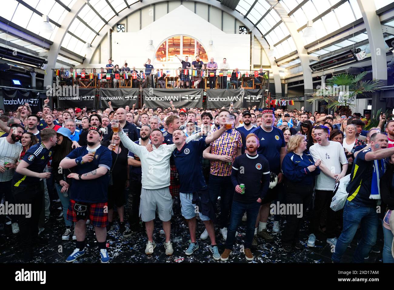 Scotland fans at the Euro 2024 FanPark at the BAaD in Glasgow watching ...