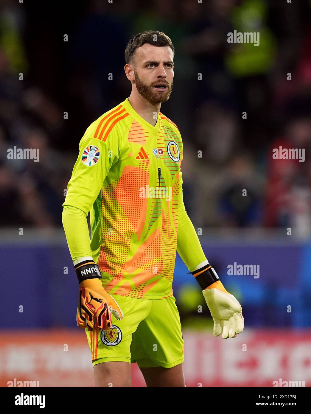 Scotland goalkeeper Angus Gunn during the UEFA Euro 2024 Group A match ...
