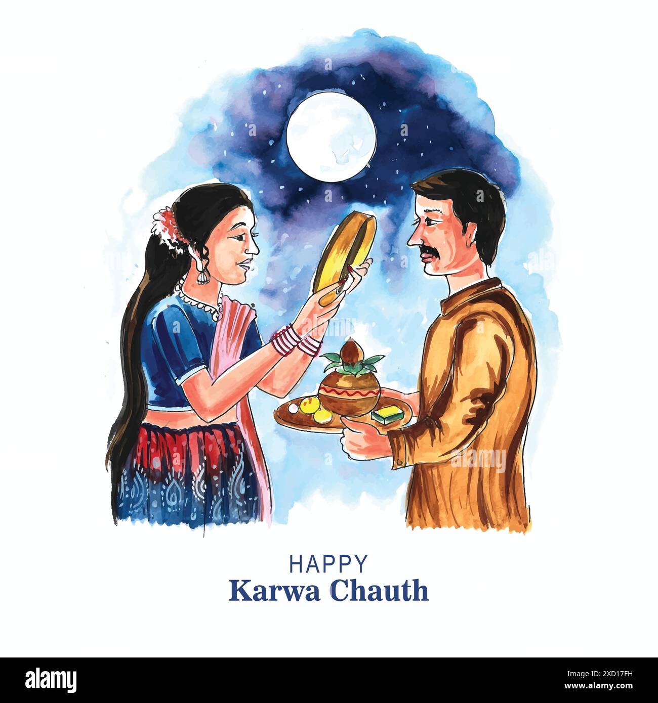 Indian festival happy karwa chauth celebration background Stock Vector ...