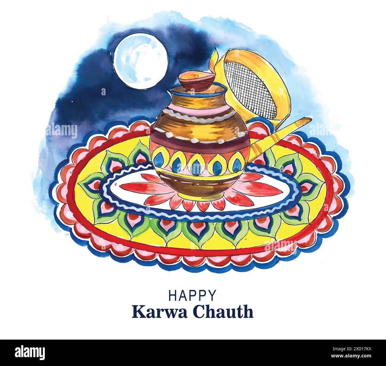 Indian festival happy karwa chauth celebration background Stock Vector ...