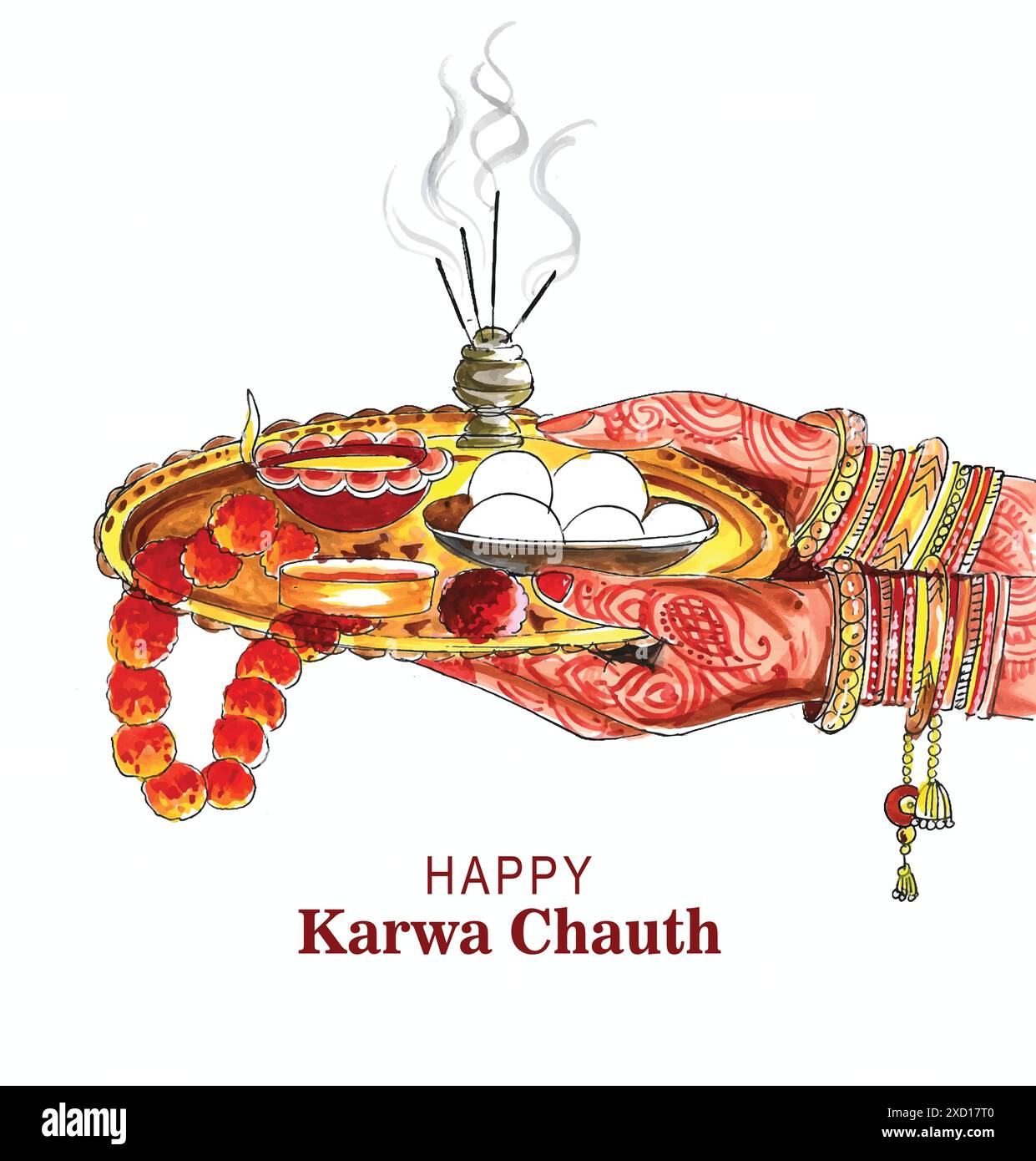 Beautiful Karwa chauth celebration festival card background Stock ...