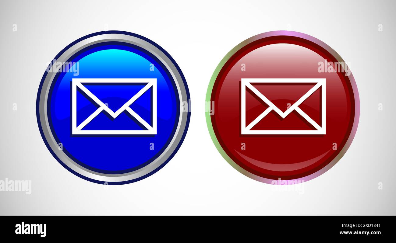 Envelope Email Icon Rounded Button Design Illustration Stock Vector ...