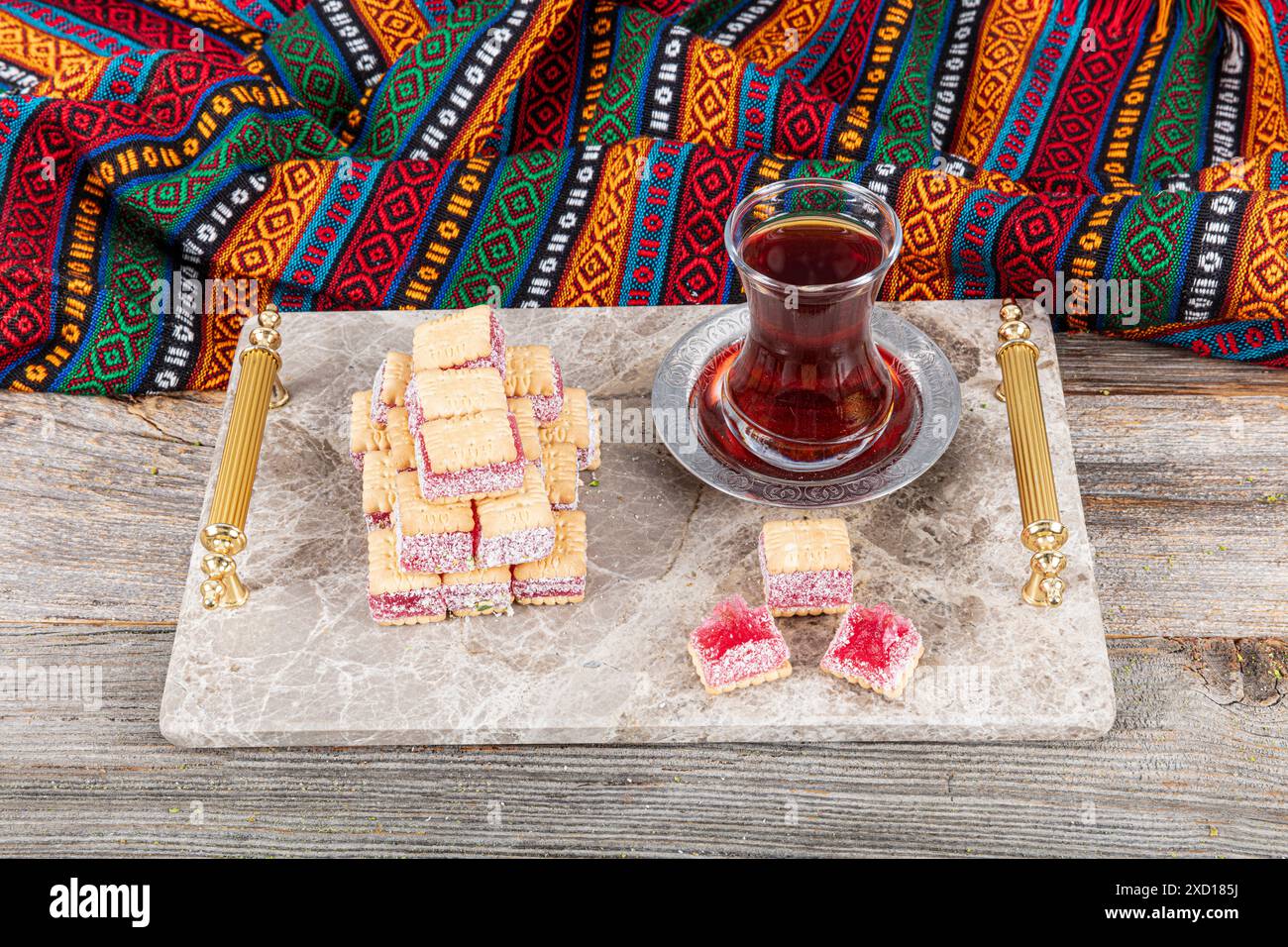 Turkish delight with petit beurre. Fresh biscuits and Turkish delight ...