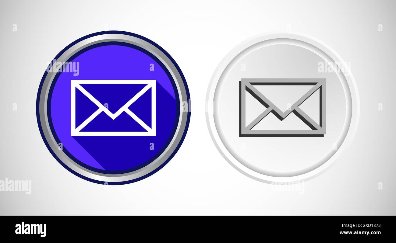 Envelope Email Icon Rounded Button Design Illustration Stock Vector ...
