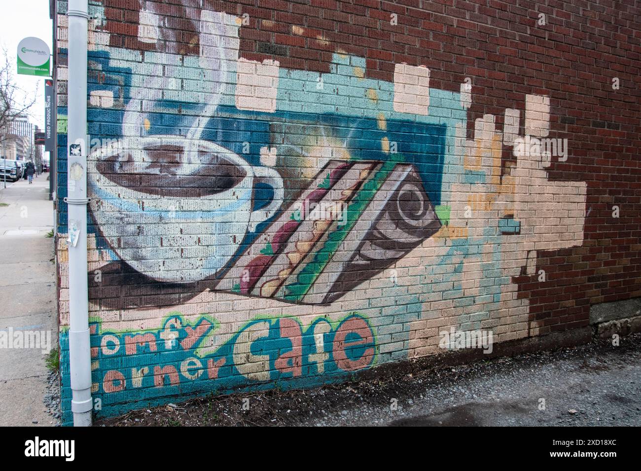 Comfy Corner Cafe coffee mural on Hollis Street in downtown Halifax ...