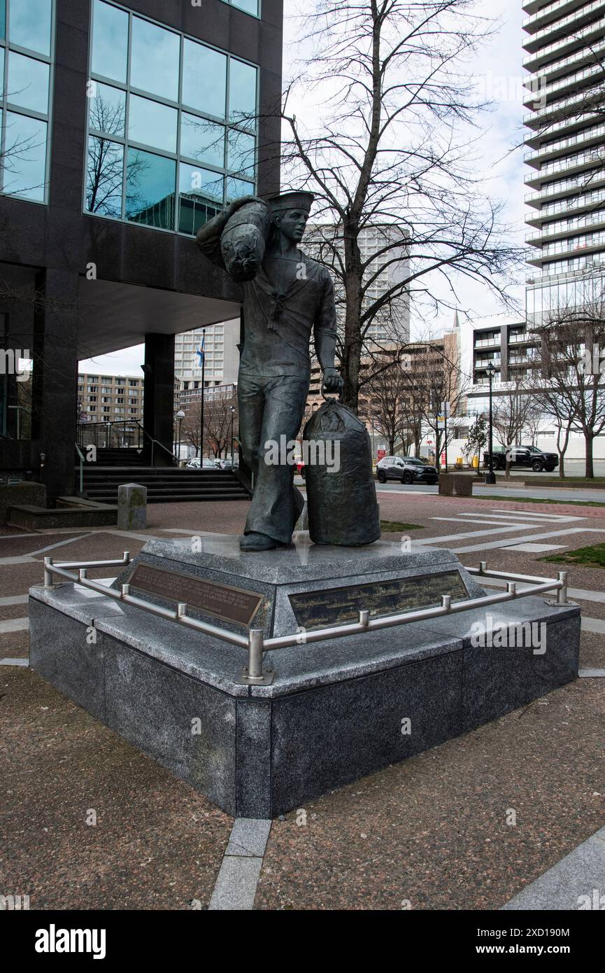 Sailor's statue on Lower Water Street at the waterfront boardwalk in ...
