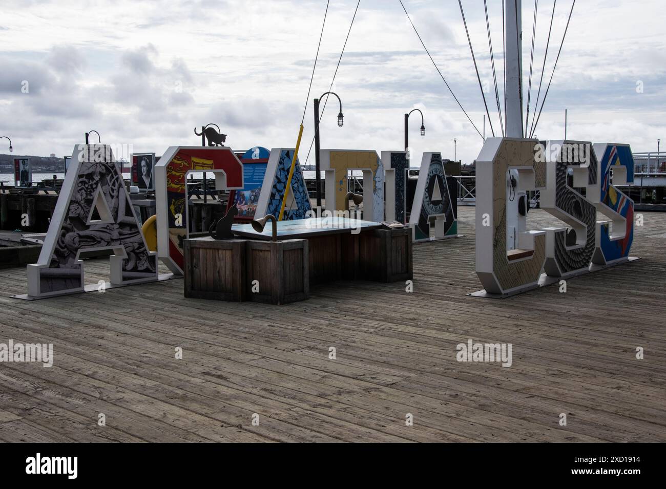 CSS Acadia research ship sign at the waterfront boardwalk in Halifax ...