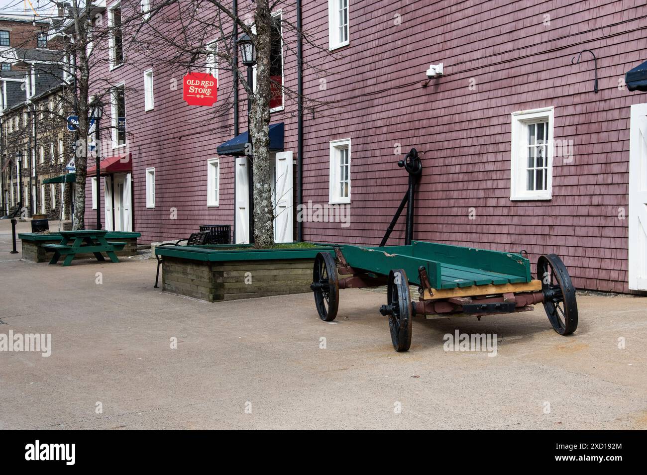 Vintage wagon display at the waterfront boardwalk in Halifax, Nova ...