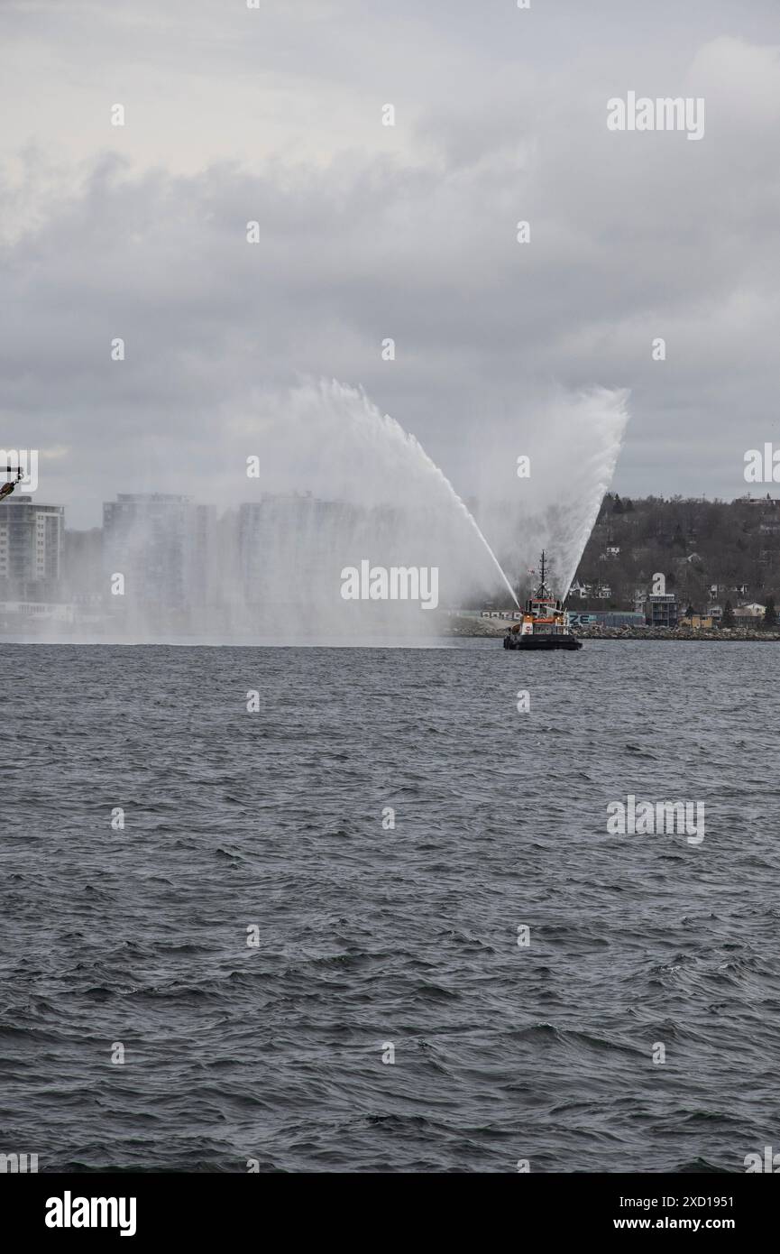 Fire boat in the harbour in Halifax, Nova Scotia, Canada Stock Photo ...