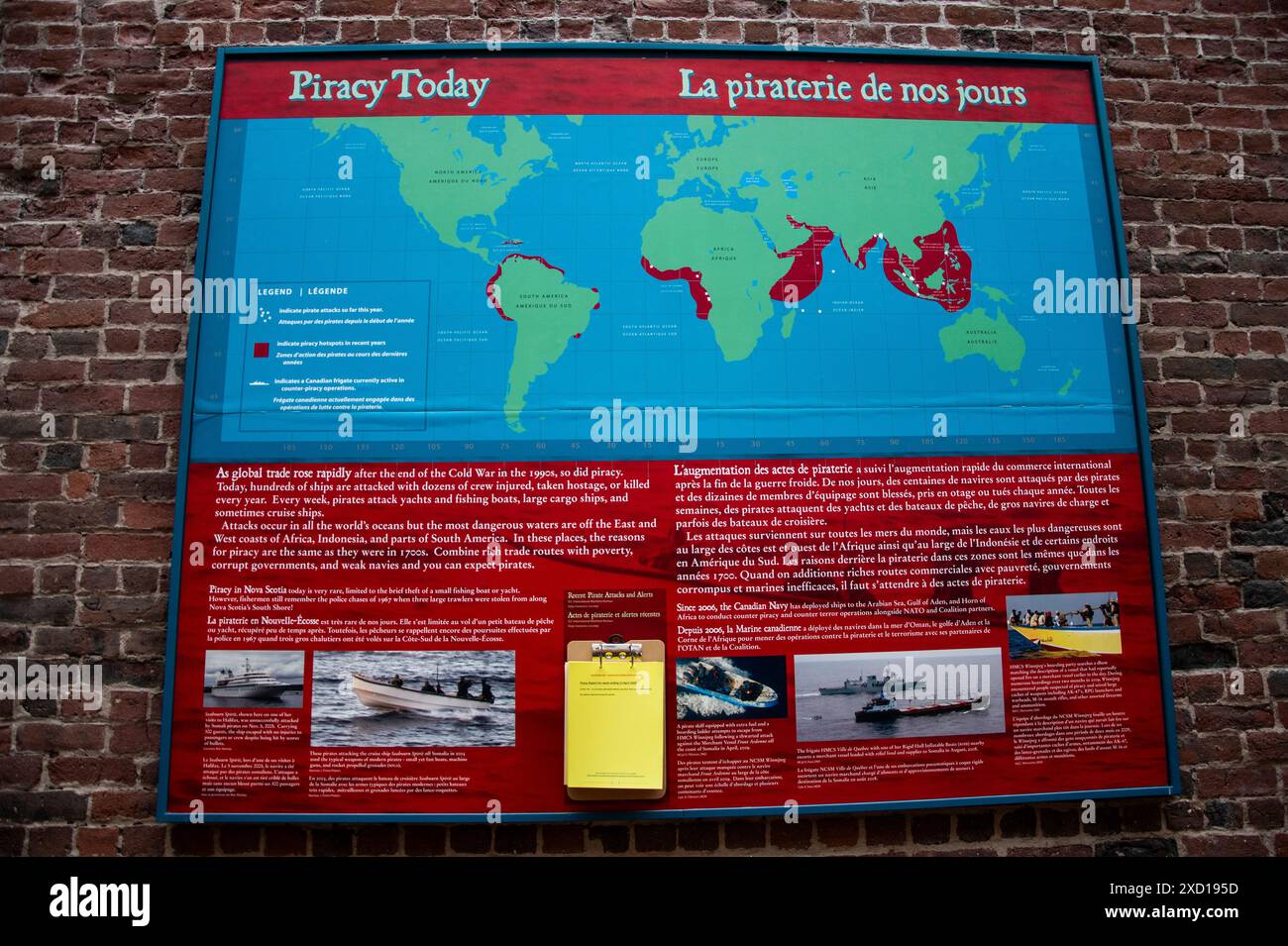 Piracy Today sign at the Maritime Museum of the Atlantic at the ...