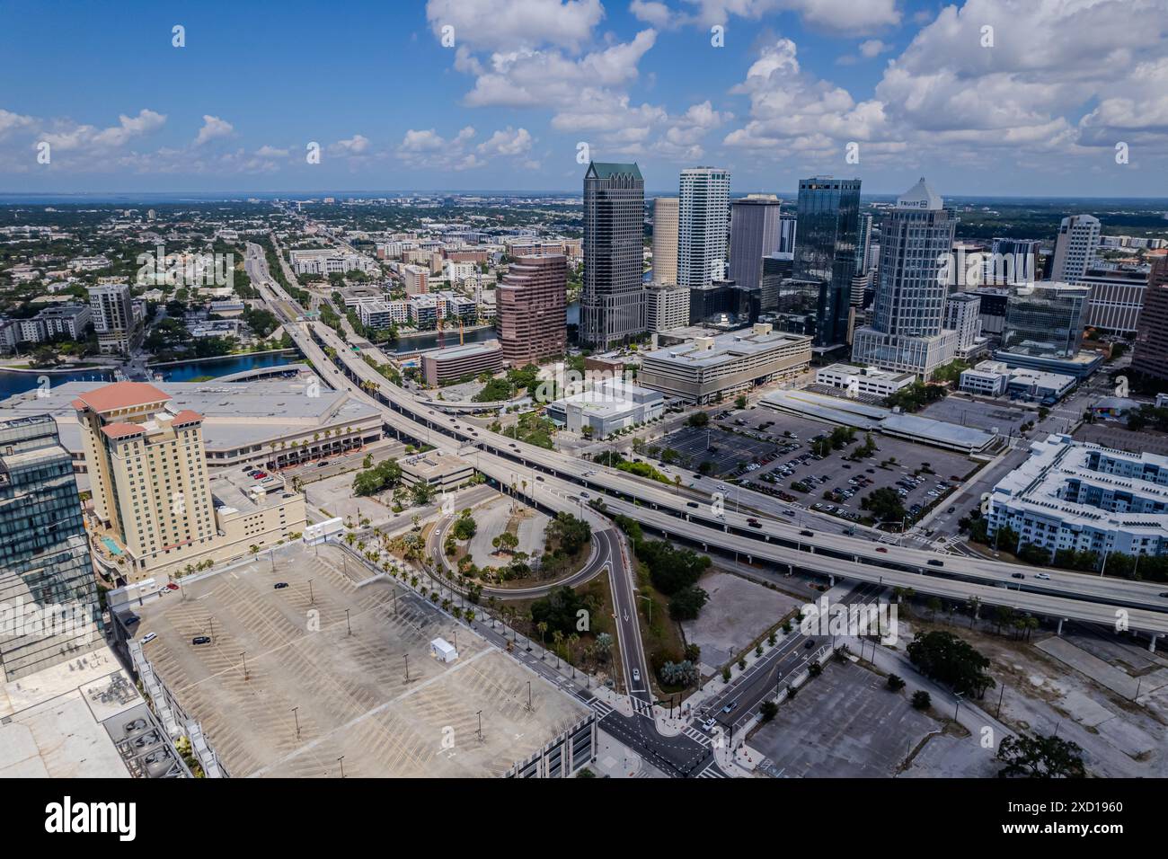 Beautiful aerial view of the Tampa bay City, it's Skyscrapers and Ybor ...