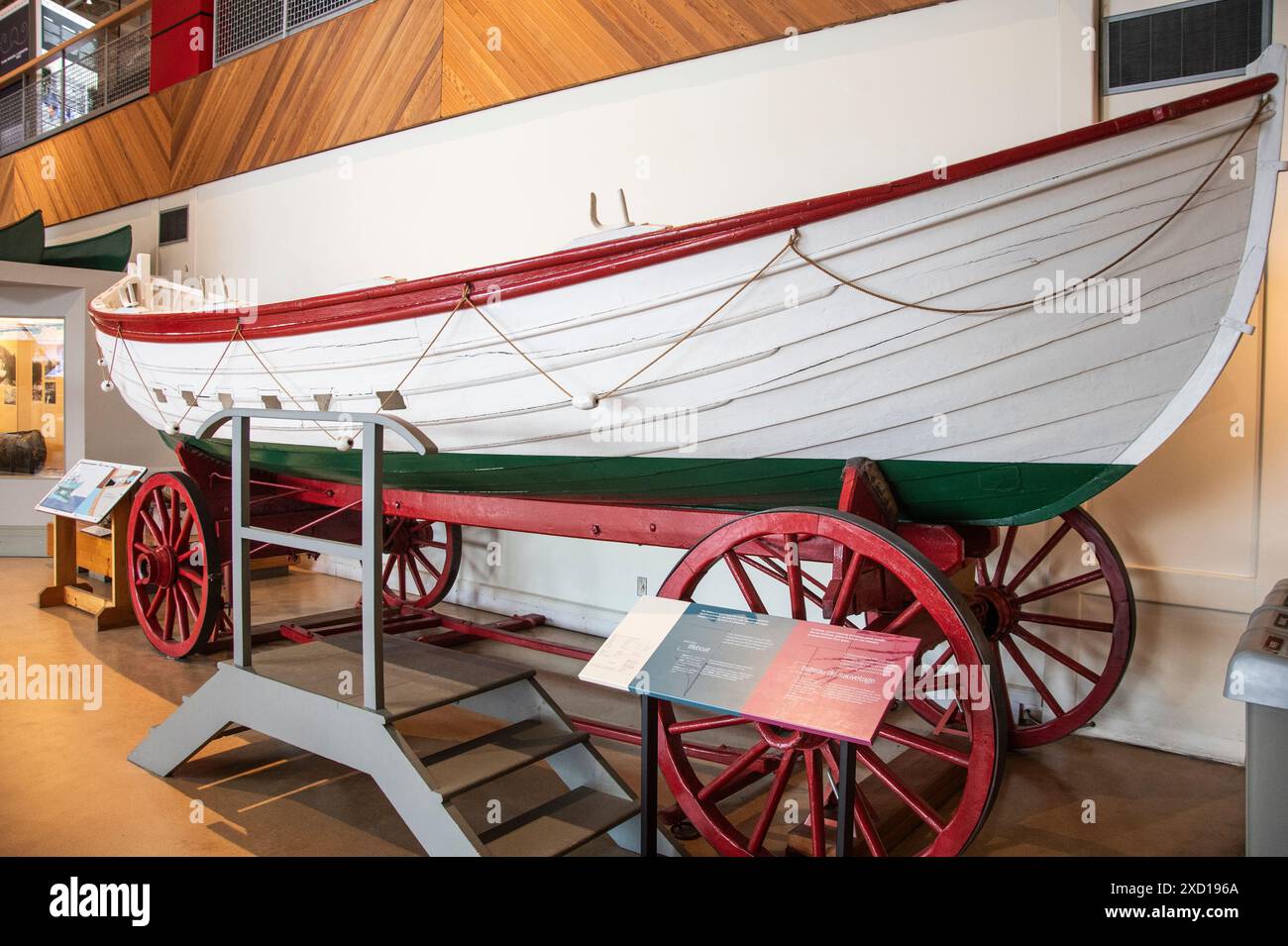 Sable Island lifeboat on a wheeled wagon at the Maritime Museum of the ...