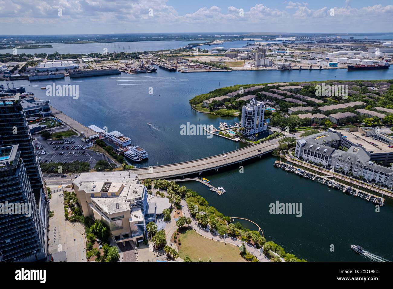 Beautiful aerial view of the Tampa bay City, it's Skyscrapers and Ybor ...