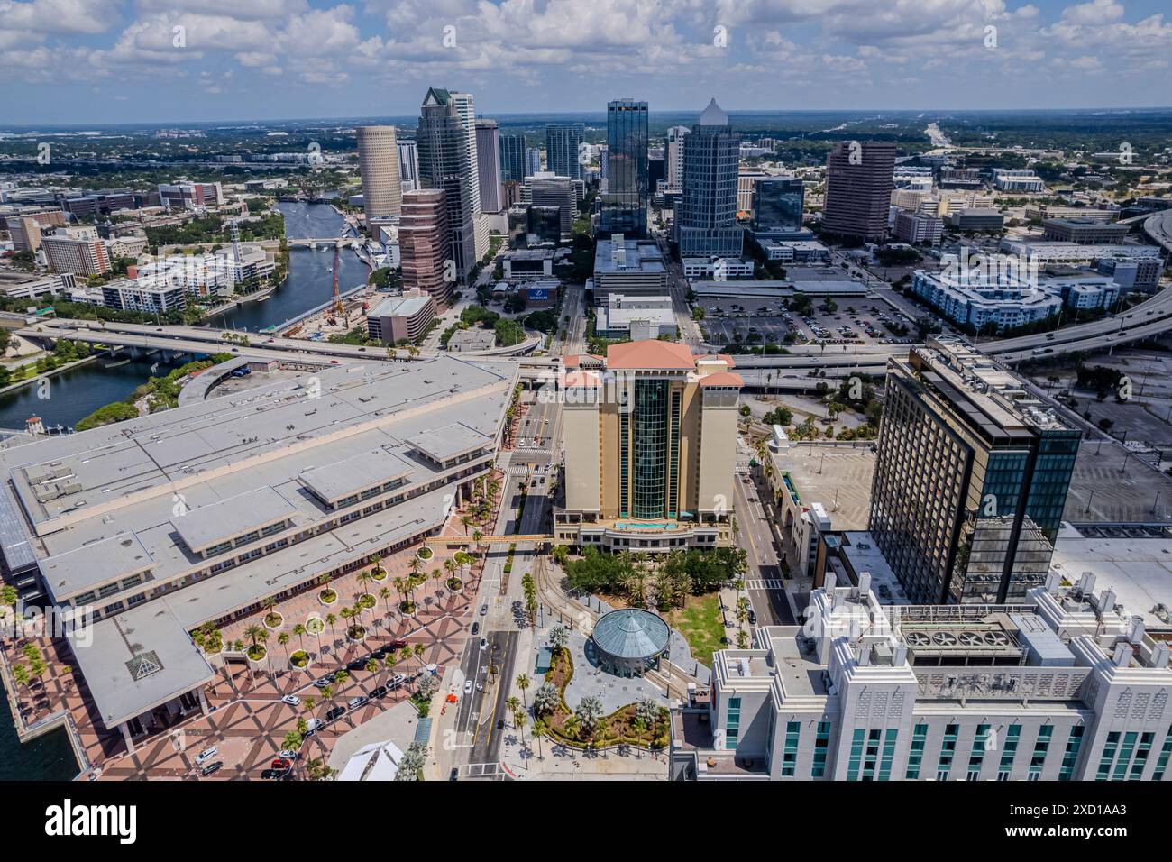 Beautiful aerial view of the Tampa bay City, it's Skyscrapers and Ybor city Tampa Bay, Florida ...