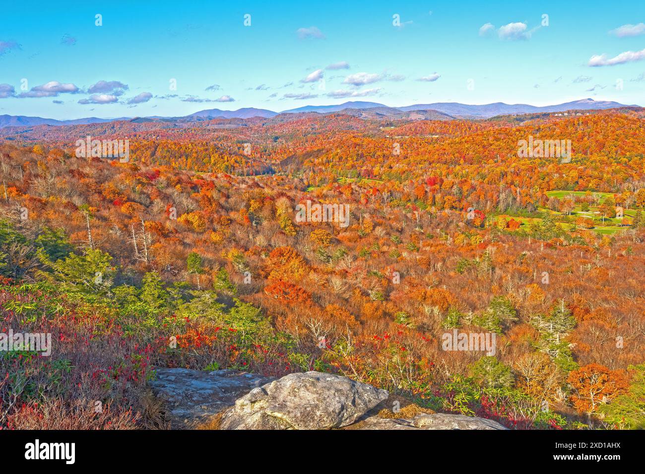 Panoramic View of A Valley in Autumn Colors from Flat Rock Ridge on the ...