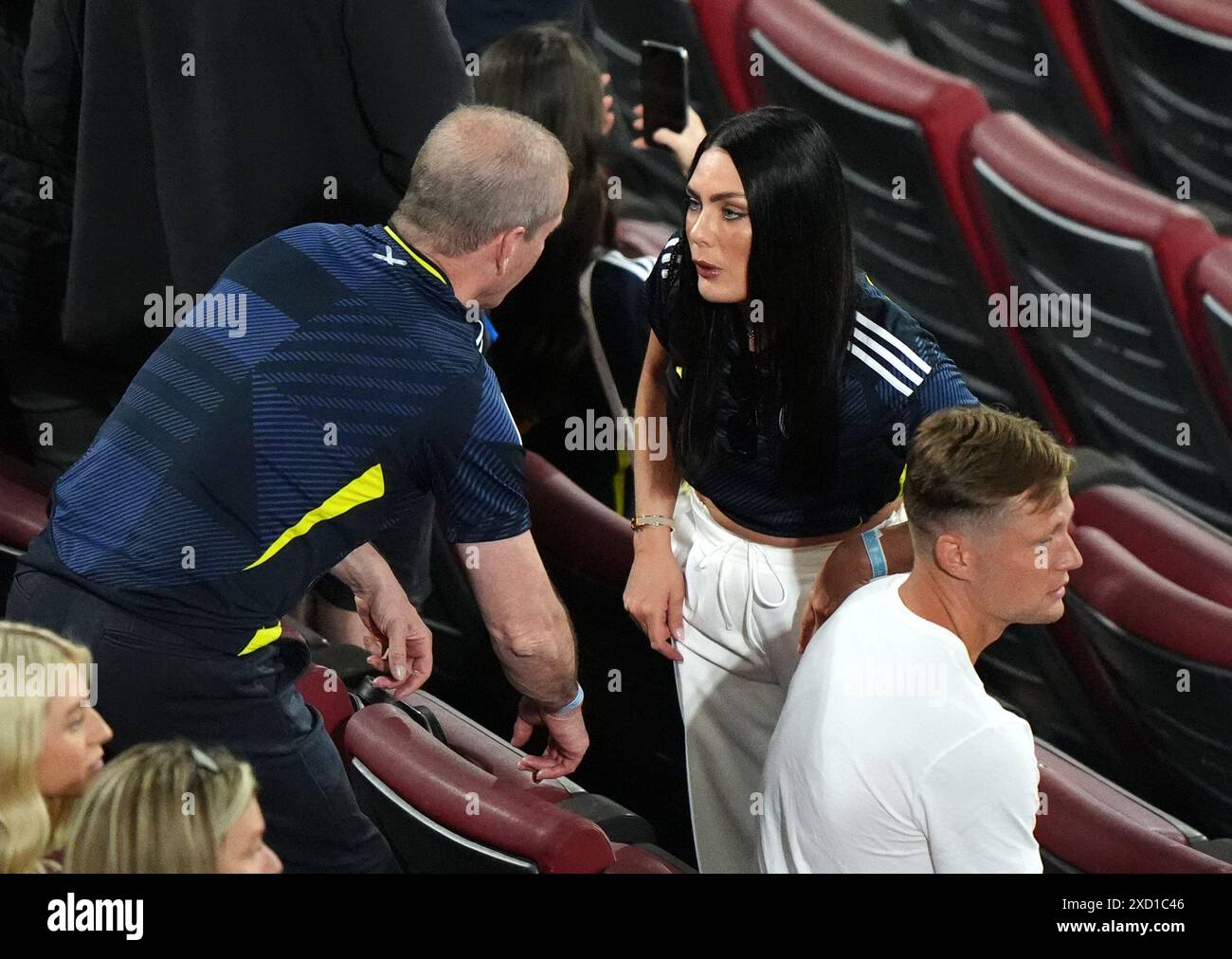 Robyn Clark, wife of Scotland goalkeeper Zander Clark, in the stands ...