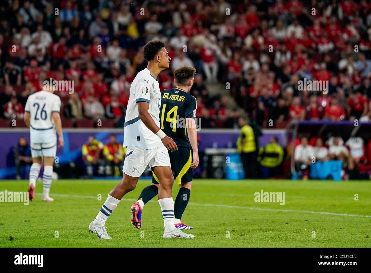 Cologne, Germany, June 19th 2024: Dan Ndoye (19 Switzerland) looks ...