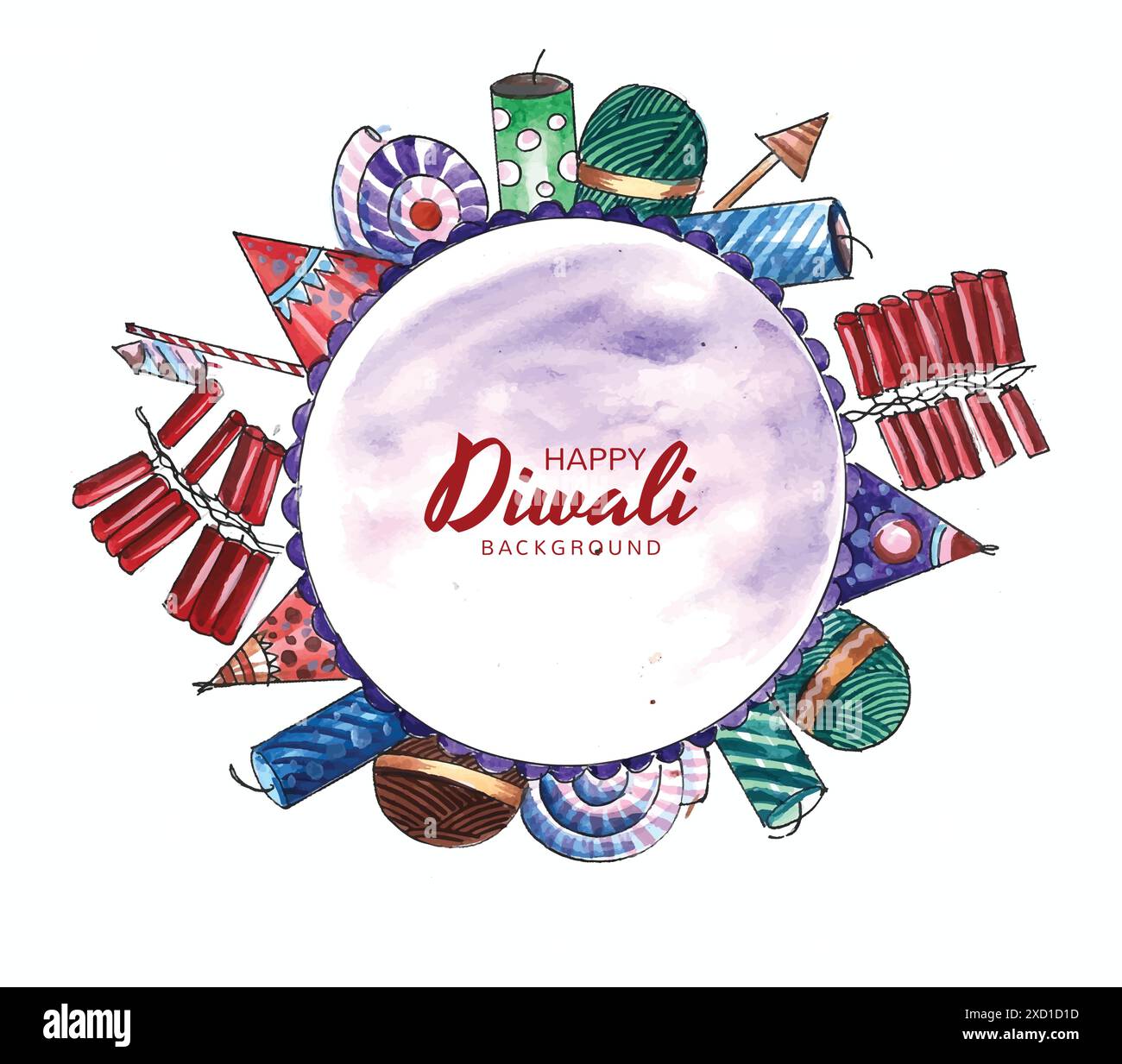 Beautiful decorative diwali crackers celebration card design Stock ...